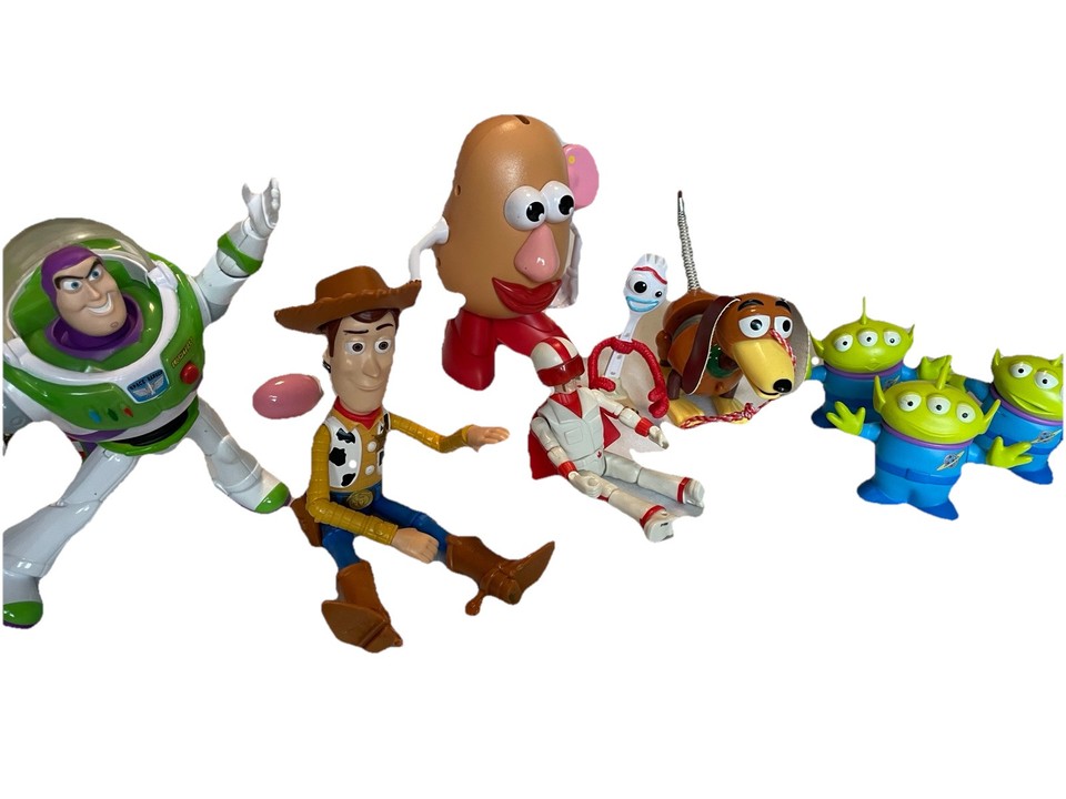 Disney Toy Story 4 LOT - 3 Space Aliens, Buzz, Woody, Slinky, Sporky ...
