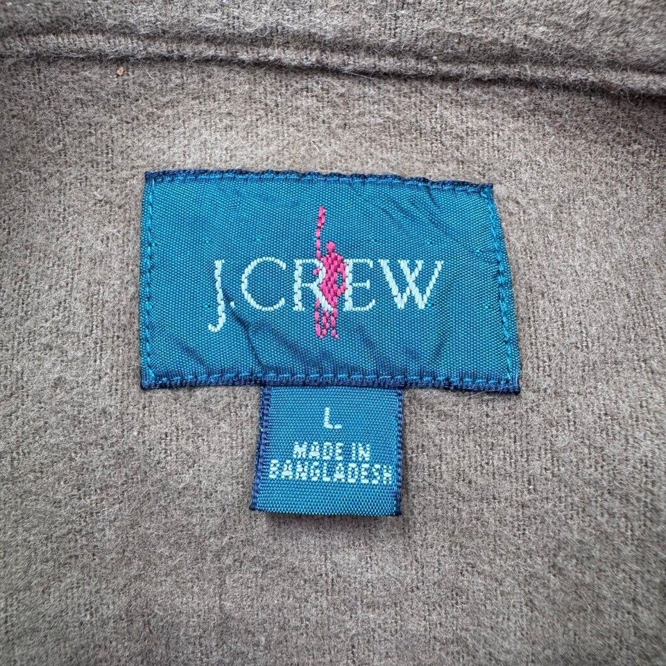 J Crew Chamois Workshirt Mens L Tan Cotton Flannel Heavyweight ...