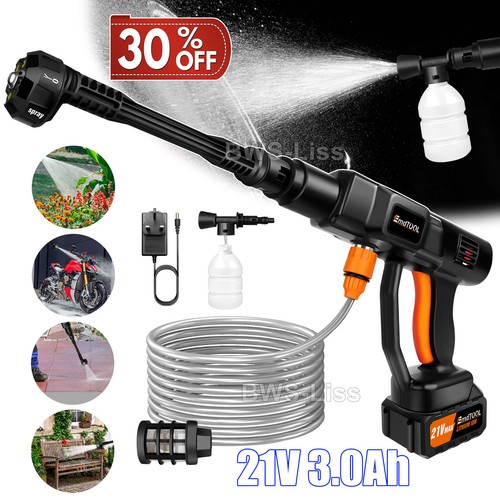 21V Battery Cordless Water Spray Gun Portable High Pressure Car Washer ...