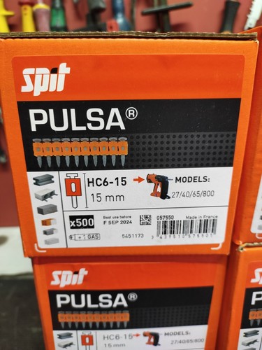 SPIT Pulsa 800 Nails HC6-15 Pins with Gas 15mm (057550) 3439510575505 ...