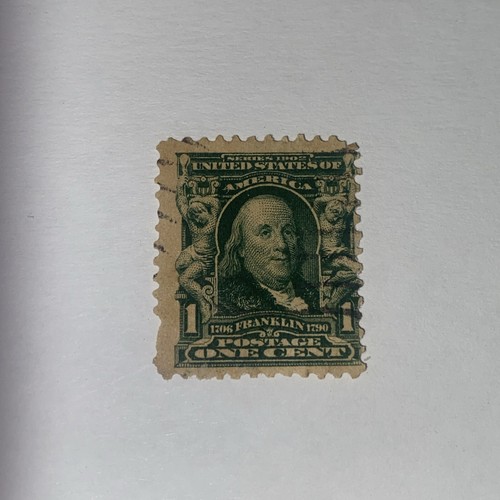 U.S. 1902 Series One Cent Benjamin Franklin Stamp In Good condition | eBay