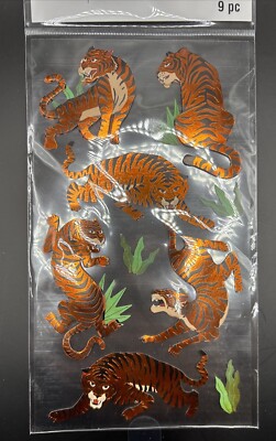 Recollections Dimensional Stickers TIGERS Animals Metallic 9 Pieces NIP ...