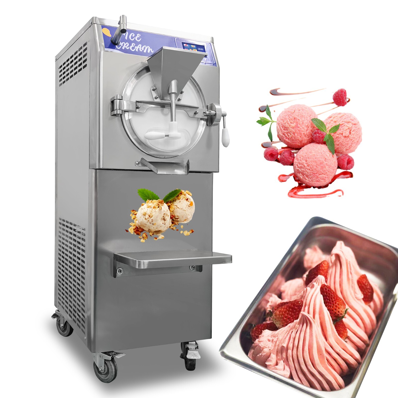 Wixkix Hard Serve Ice Cream Machine Gelato Italian Ice Maker 48L/H ...