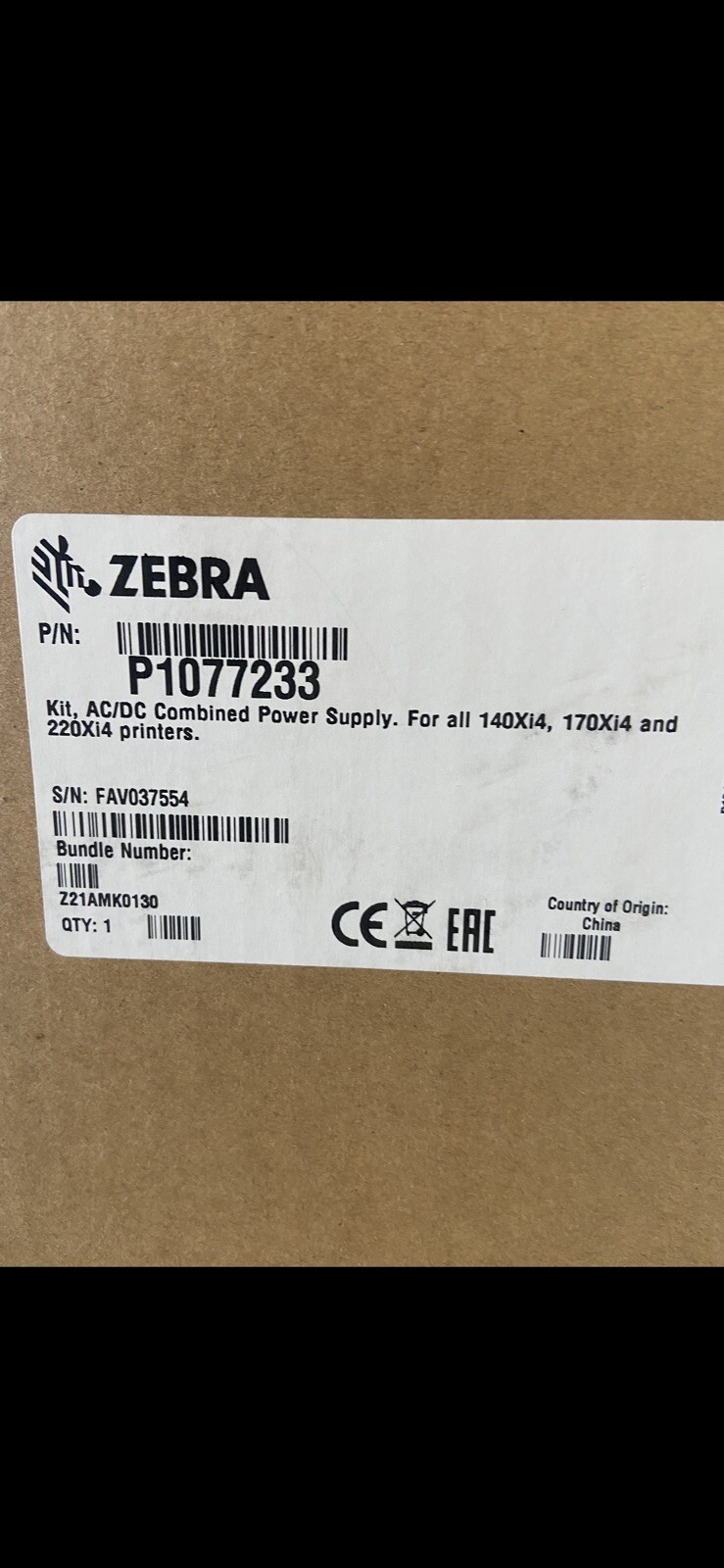 Zebra **ORIGINAL** Power Supply P1077233 (****NEW STYLE****) **US SHIP ...