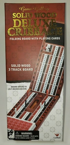 Cardinal Solid Wood Deluxe CRIBBAGE Folding Board with Playing Cards ...