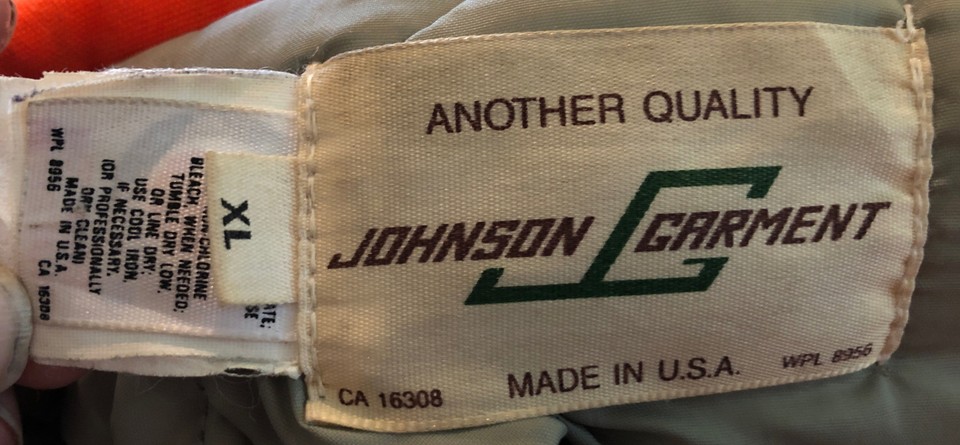 Johnson Garment Blaze Orange Hunting Coat Jacket Men’s size XL Hood ...