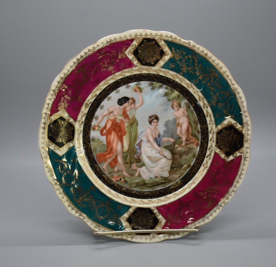 Prov Saxe Prussia ES Germany 8.5" Plate Classical Scene Red Blue Border ...