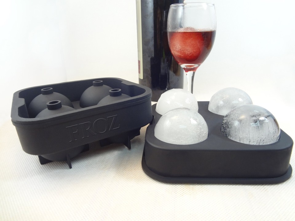 4 Large Ice Ball Maker with Lid Round Silicone Ice Tray for Whiskey ...
