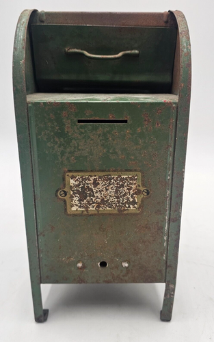 VINTAGE AMERICAN U.S. POST OFFICE MAIL DROP BOX PRESSED STEEL 9” COIN ...