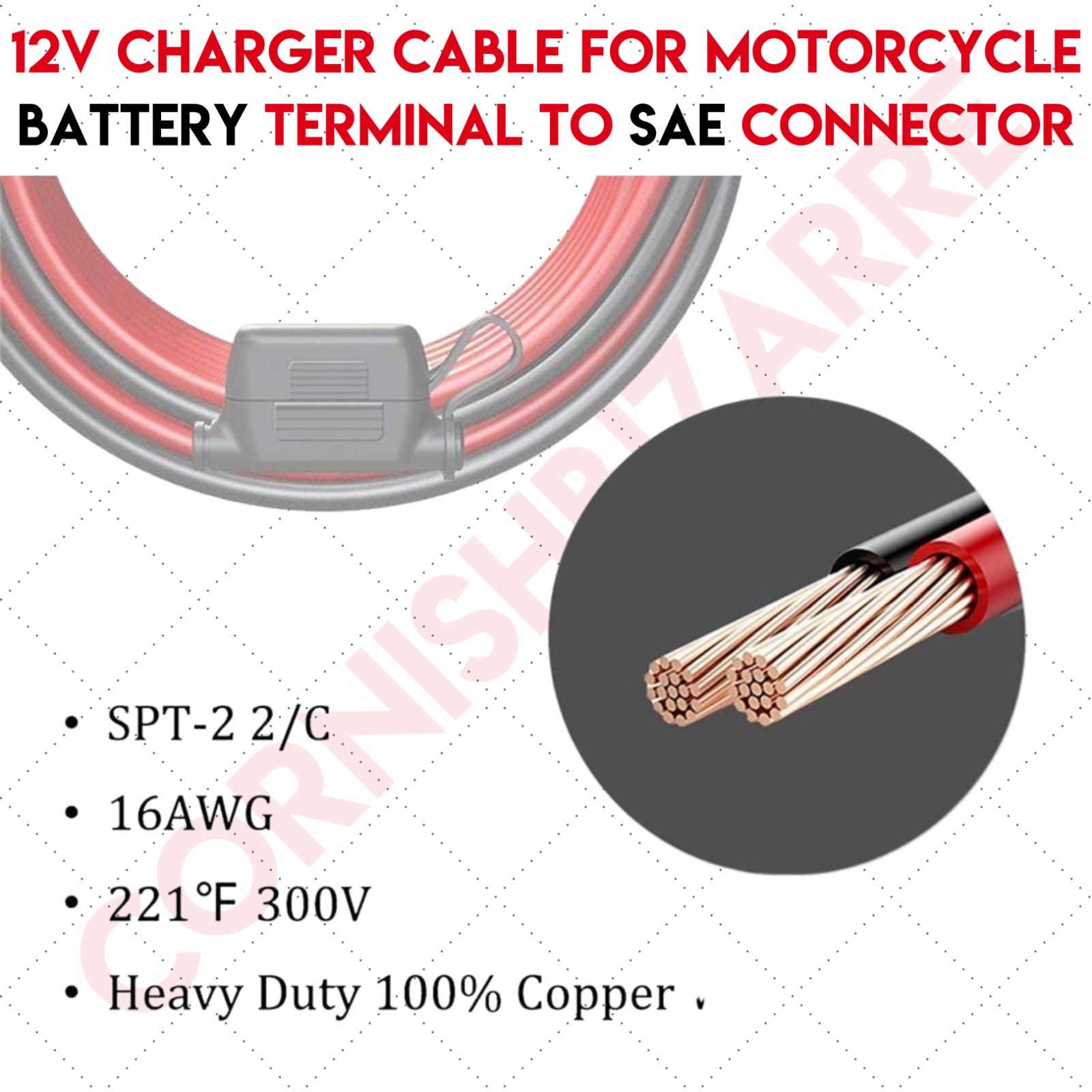 12V BATTERY TERMINAL TO SAE QUICK DISCONNECT CABLE MOTORCYCLE BATTERY ...
