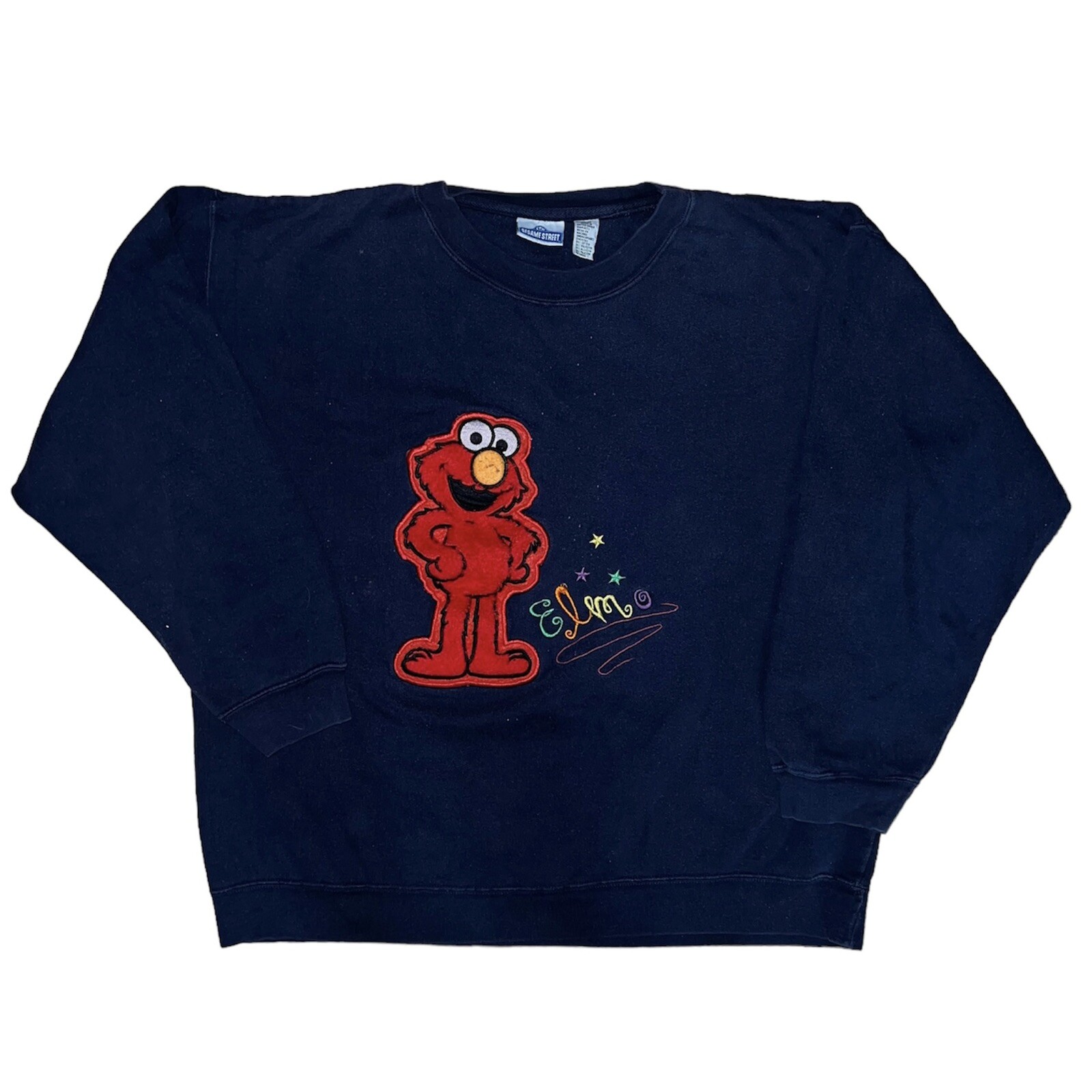 Vtg 90s Sesame Street Elmo Cartoon Blue Crewneck Swea… - Gem