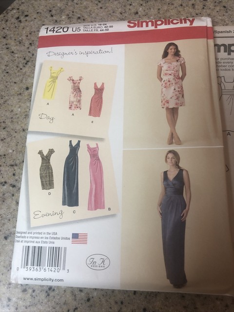 Simplicity Sewing Pattern 1420 U5 Misses Dress in 2 Lengths With Bodice ...