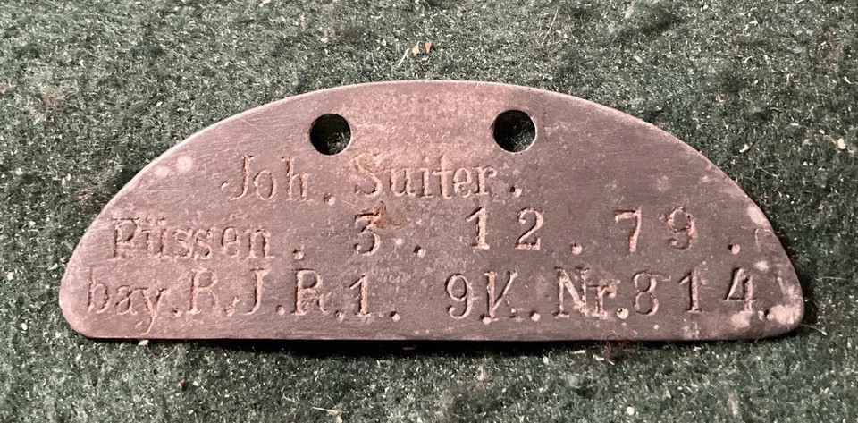 WW1 German Dog Tag. [Joh suiter ] top half only. Ab67 | eBay UK