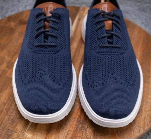 Cole Haan Grand Stretch Knit Wing Tip Oxford Shoes Navy Blue C37369 Sz ...