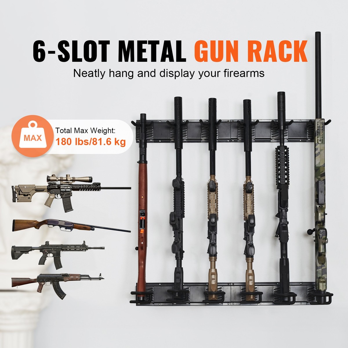 Metal Wall Mount Gun Rack Armortech V2 W 3 Bar Gun Rack Storage Ws302