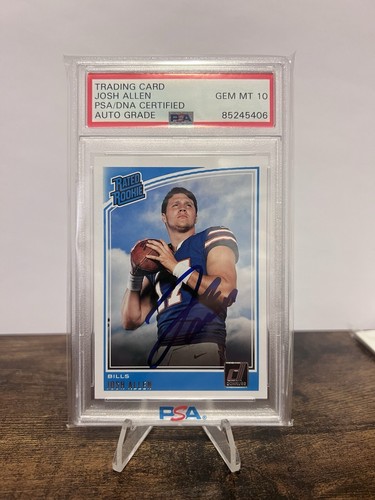 Josh Allen 2018 Donruss #304 Rated Rookie On-Card Blue Auto PSA/DNA GEM ...