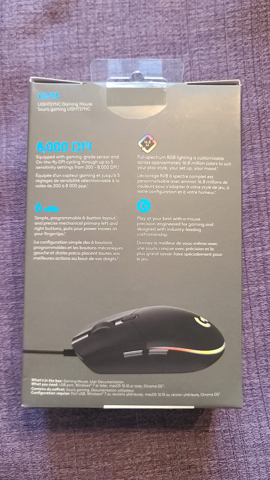 Logitech G203 Wired Gaming Mouse, 8000 DPI LIGHTSYNC RGB, 6 ...