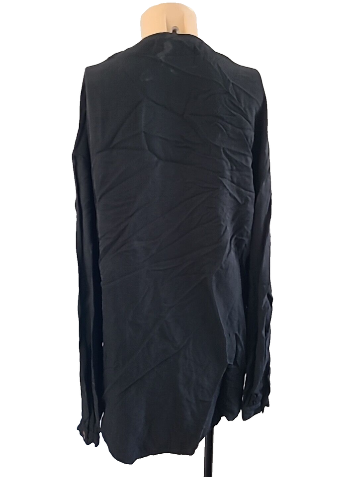 Russ Berens Black Doeskin Tunic length Long sleeve Top Large | eBay