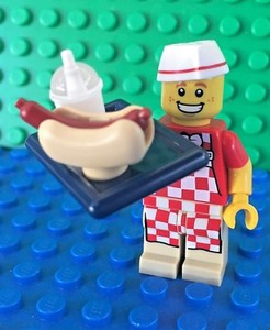 Lego 71018 series 17 SAUSAGE MAN Hot dog Shake vendor Minifigures City ...