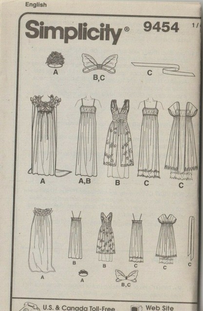 Renaissance Fairy Dress Pattern Simplicity 9454 Wings Crown Overdress ...