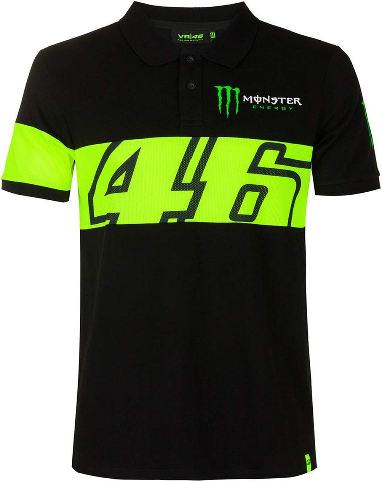 Valentino Rossi MotoGP Polo Men's VR46 Black Monster Polo Shirt - New ...