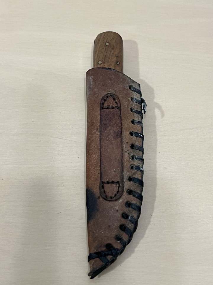 Red Deer Pakistan Fixed Blade Hunting Knife Wood Handle w/ Leather ...
