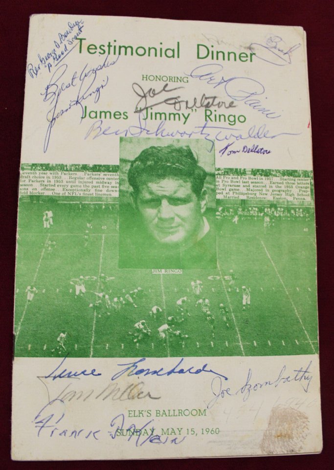 1960 Vince Lombardi Autographed Jim Ringo Testimonial Dinner Program ...