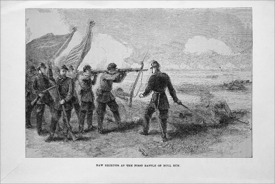 CIVIL WAR - RAW RECRUITS at the FIRST BATTLE of BULL RUN - Engraving ...