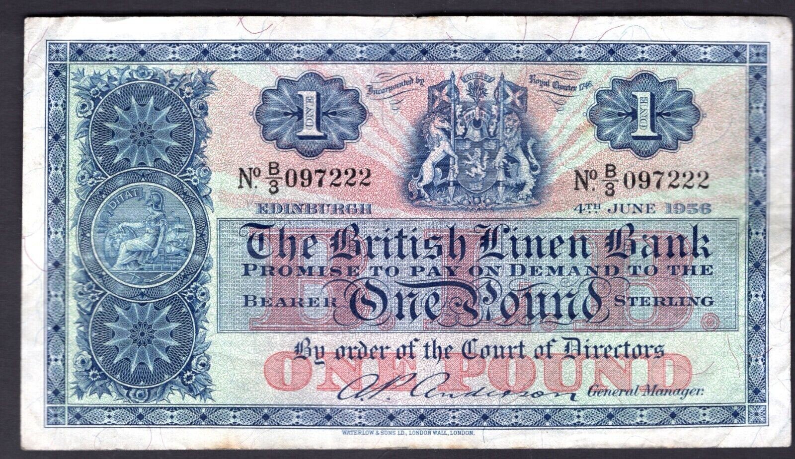 The British Linen Bank 1956 £1 Fine | eBay UK