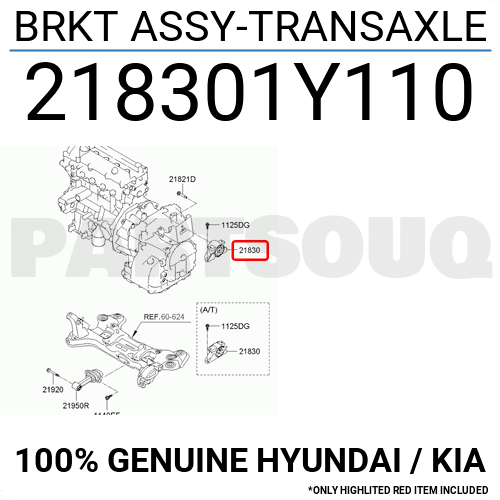 218301Y110 Genuine Hyundai / KIA BRKT ASSY-TRANSAXLE | eBay