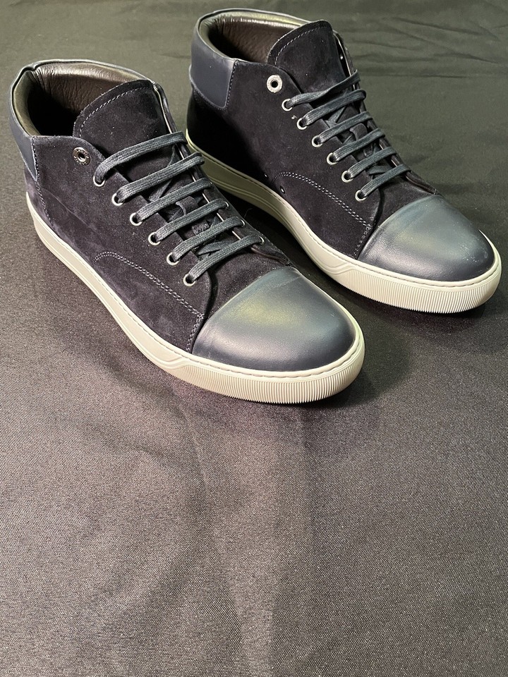 LANVIN BLUE SUEDE AND LEATHER SNEAKERS LOW KEY SHOES 11 BUT FITS 12 ...
