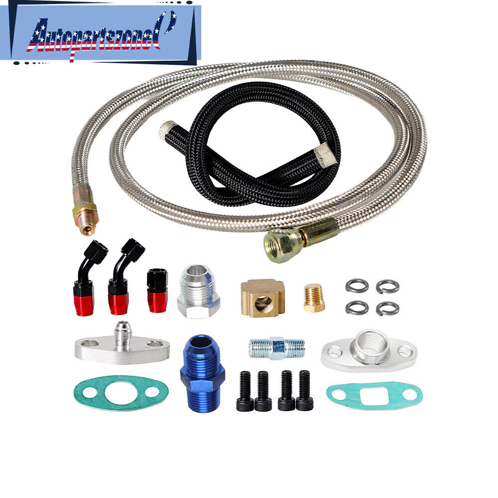Turbo Charger Oil Drain Return Line Oil Feed Complete Kit Fit T3 T4 ...
