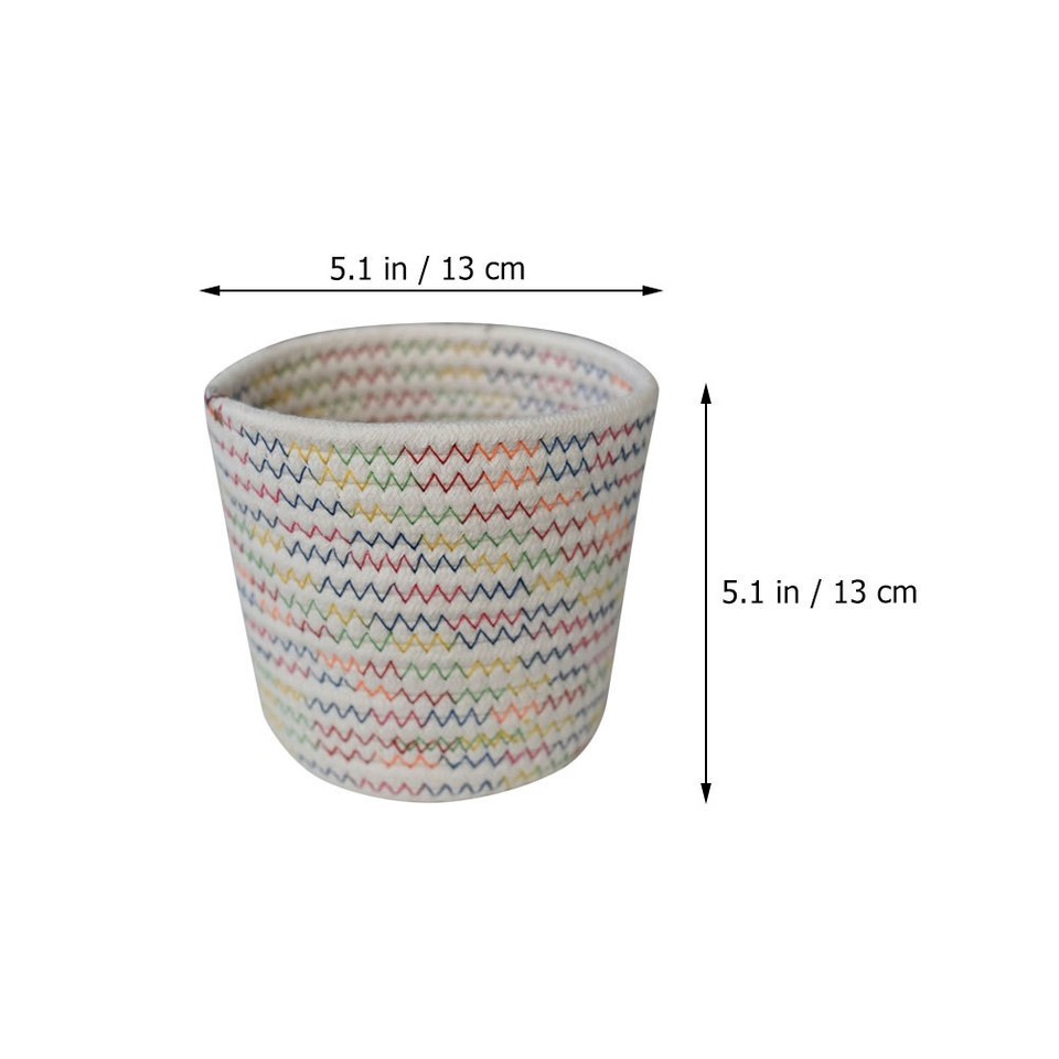 Small Round Basket Woven Rope Desk Sundries Baskets Cotton Weaving ...