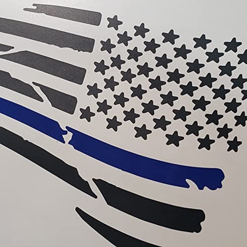 Thin Blue Line American Flag Decal () 3" x 5 1/4" Matte Black | eBay
