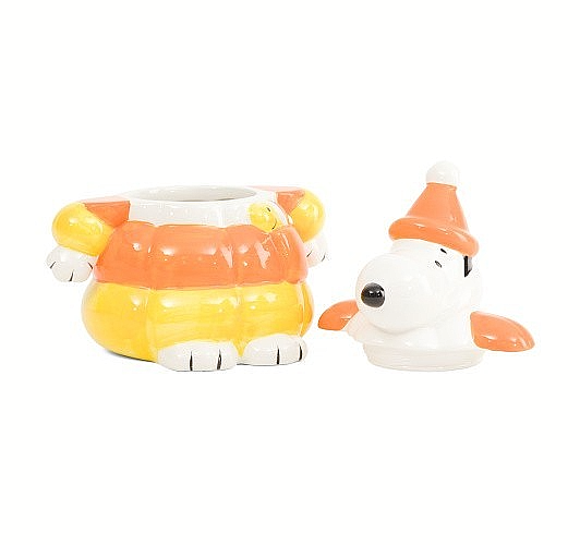 Peanuts Snoopy Puffer Candy Corn Cookie Jar Hand Painted Ceramic - NIB ...