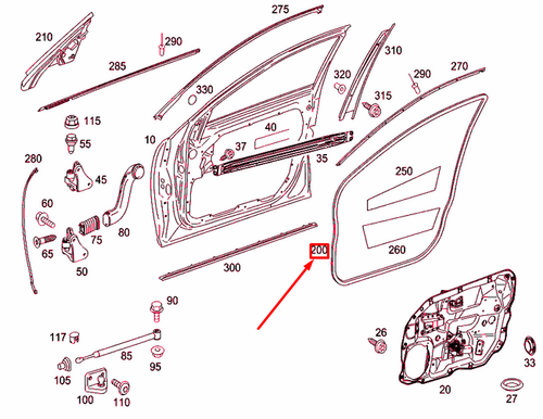 MERCEDES-BENZ S W221 Front Right Door Sealing Frame A2217200278 NEW ...