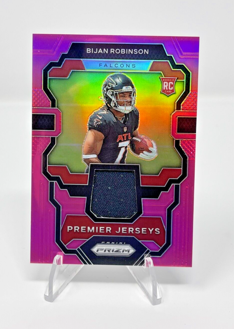 2023 Panini Prizm BIJAN ROBINSON Pink Prizm Premier Jersey Rookie Patch ...