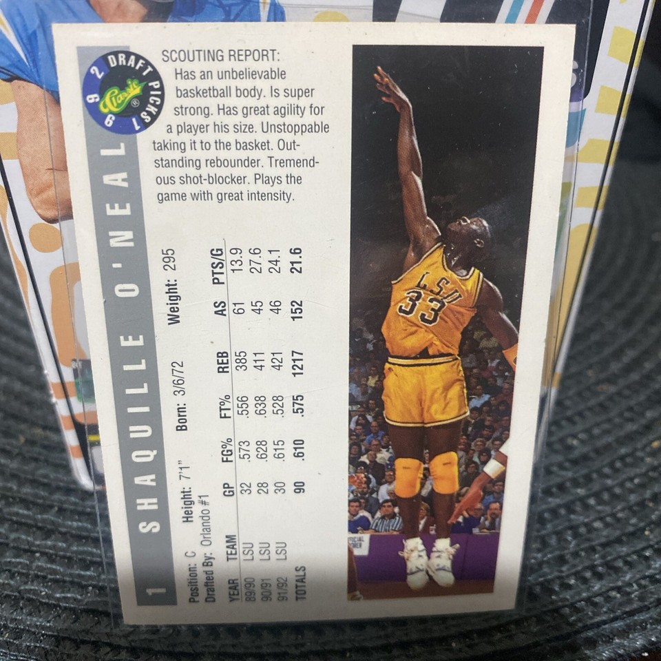1992-93 Classic Draft Picks Shaquille SHAQ O'Neal #1 ROOKIE RC Lakers ...