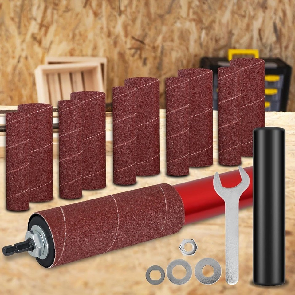 Drum Sander Set,Rubber Sanding Drum Spindle Sander Adapter, with 120 ...