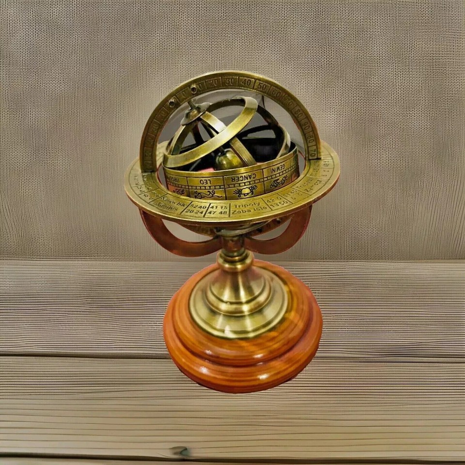 Antique Brass 5" Armillary Sphere Globe Astrolabe Zodiac Armillary New ...