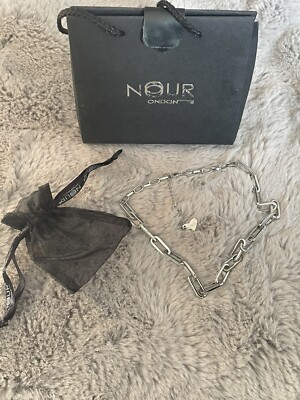 Nour London Chain Link Silver Coloured Necklace with Diamanté | eBay UK