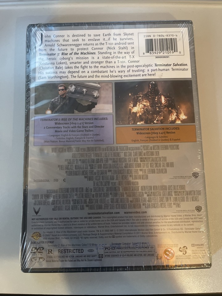 Double Feature: TERMINATOR 3 & SALVATION (DVD-SEALED) 2011 ARNOLD ...