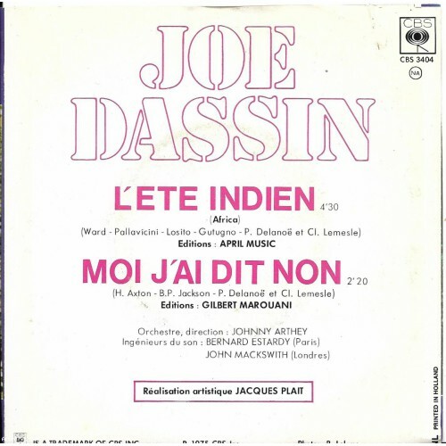 SP 45 RPM (7") Joe Dassin " L'été indien " Hollande | eBay