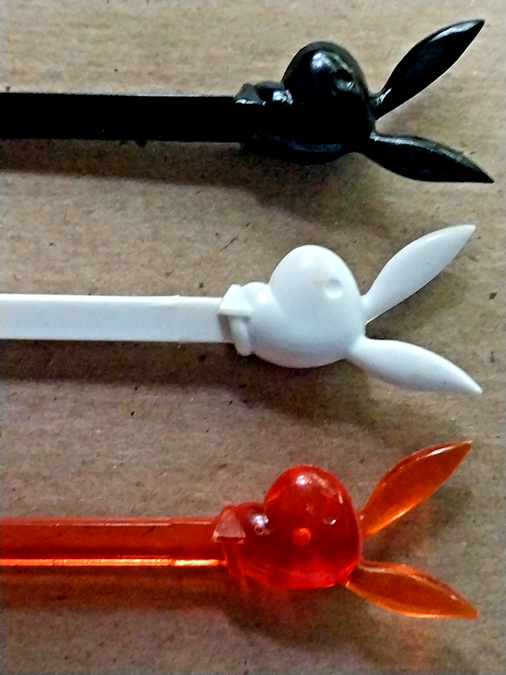 Vintage Playboy Bunny Cocktail Drink Swizzle Sticks 8.25" Blk/Wht & Orange (3ea) | eBay