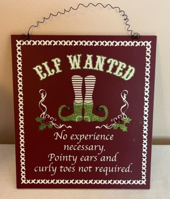 ELF WANTED Wall Plaque Sign Holiday Christmas Decoration 10.5" x 12 ...