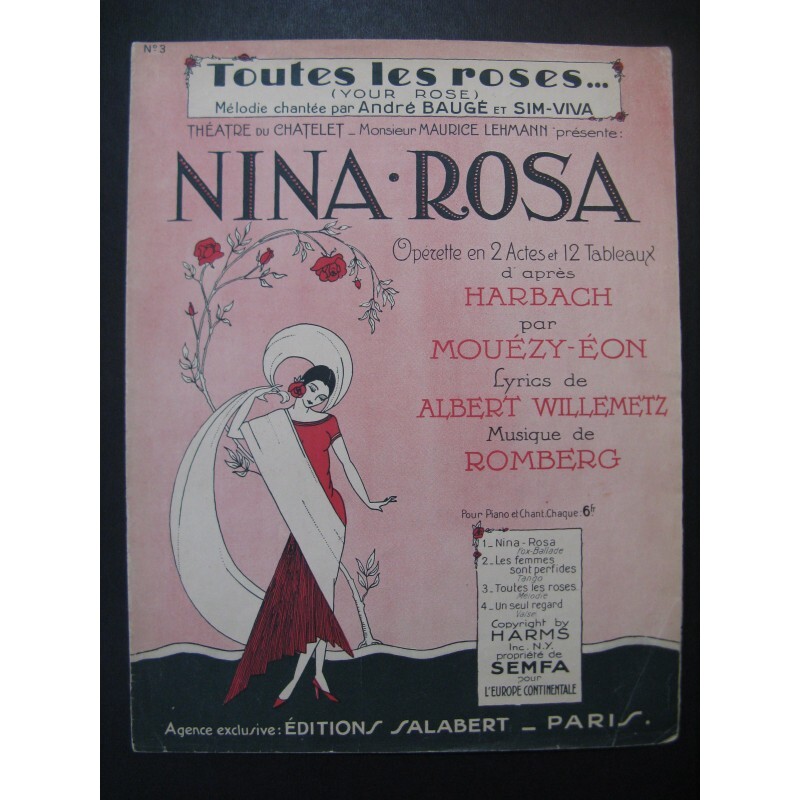 ROMBERG Sigmund Toutes les Roses Chant Piano 1932 | eBay