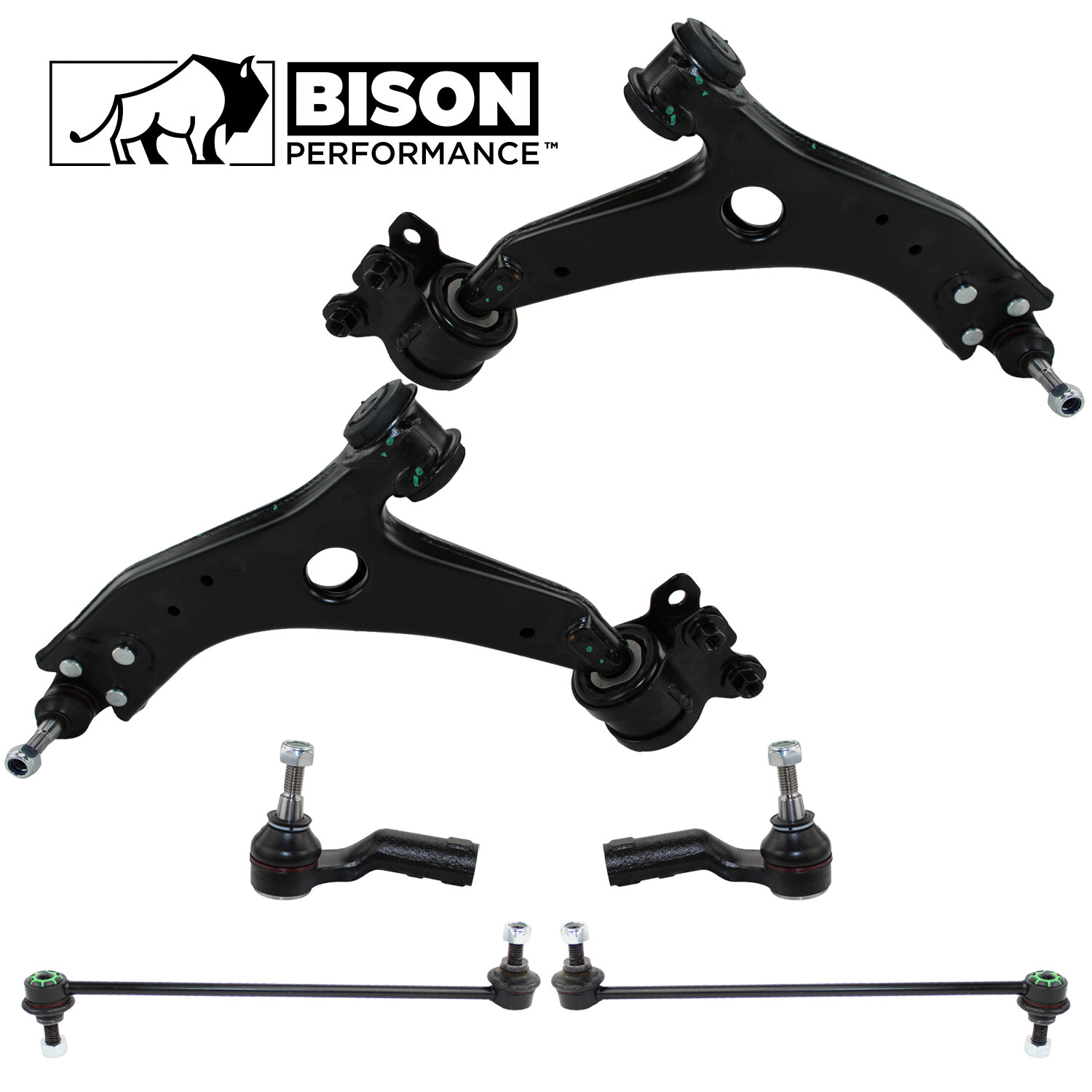 Bison Performance 6pc Front Control Arm Sway Bar Tie Rod Kit For Volvo ...