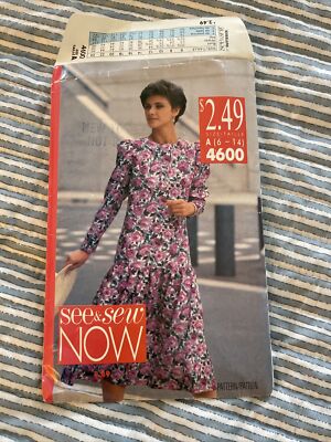 Butterick See & Sew 4600 Dress Vintage Misses Sewing Pattern Uncut Size ...