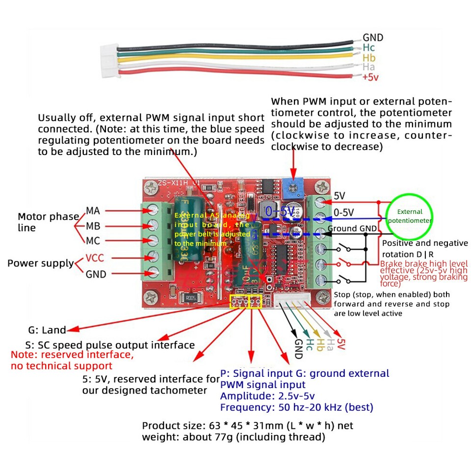 DC 380W/400W BLDC 3 Phase PWM Hall Motor Control Brushless Driver ...
