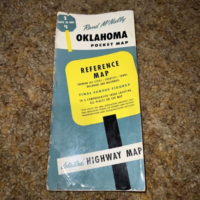 Vtg Rand McNally 1952 Oklahoma Pocket Map with Detailed Highway Map! | eBay